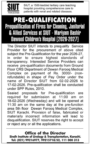 Tenders – SIUT