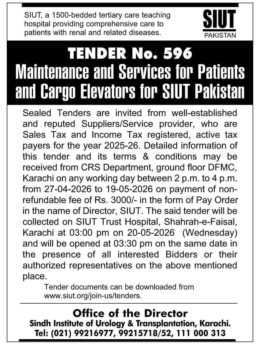Tenders - SIUT